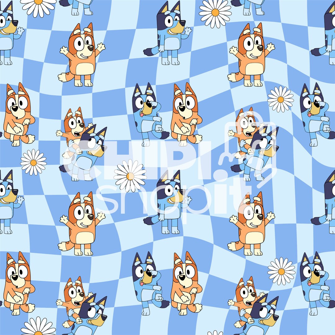 Blue and Orange Dogs Checkered Seamless File, Blue Dog and Friends ...