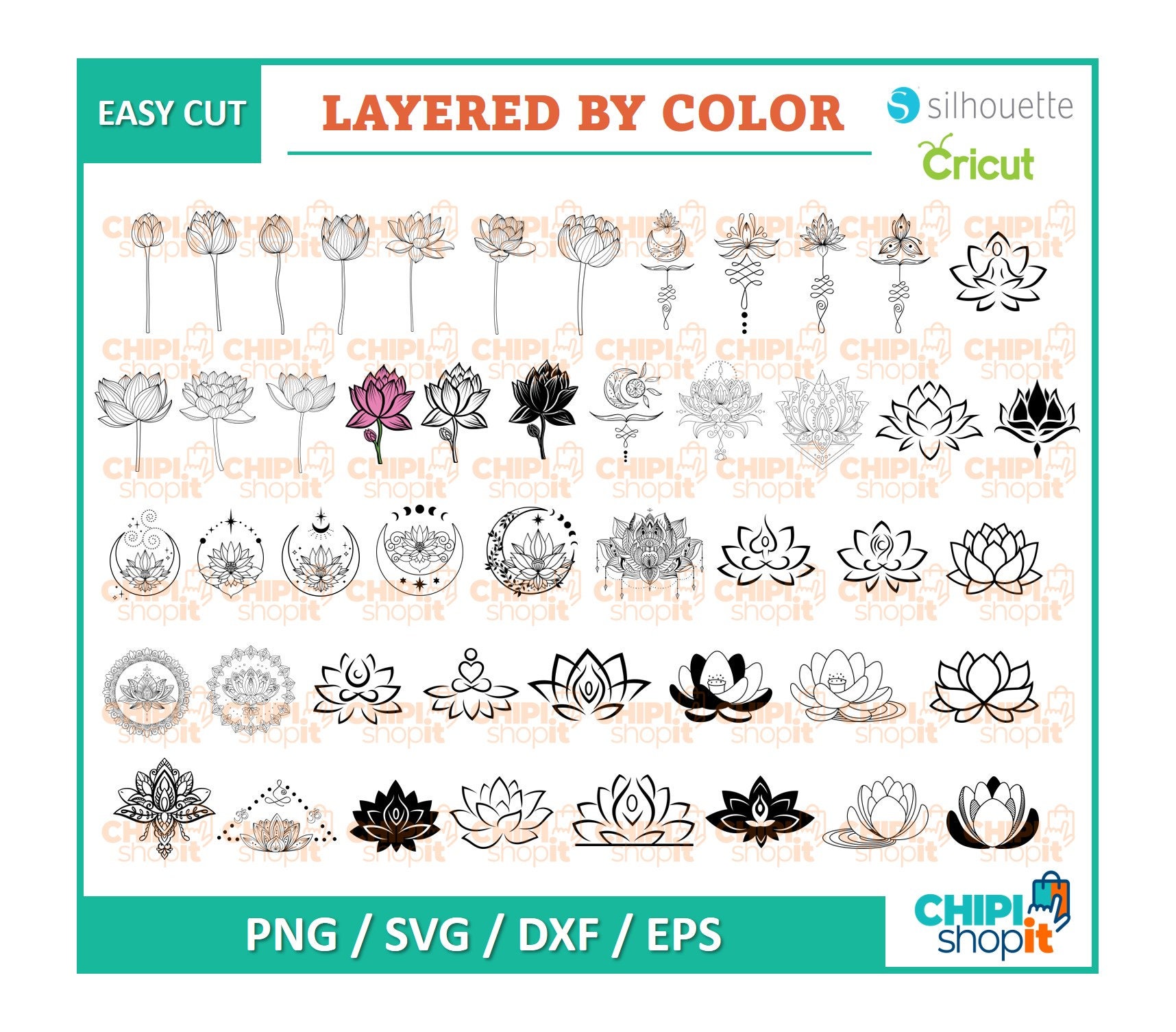 Lotus Flower SVG, Lotus SVG, Lotus Silhouette, Lotus Clipart, Lotus Cut ...