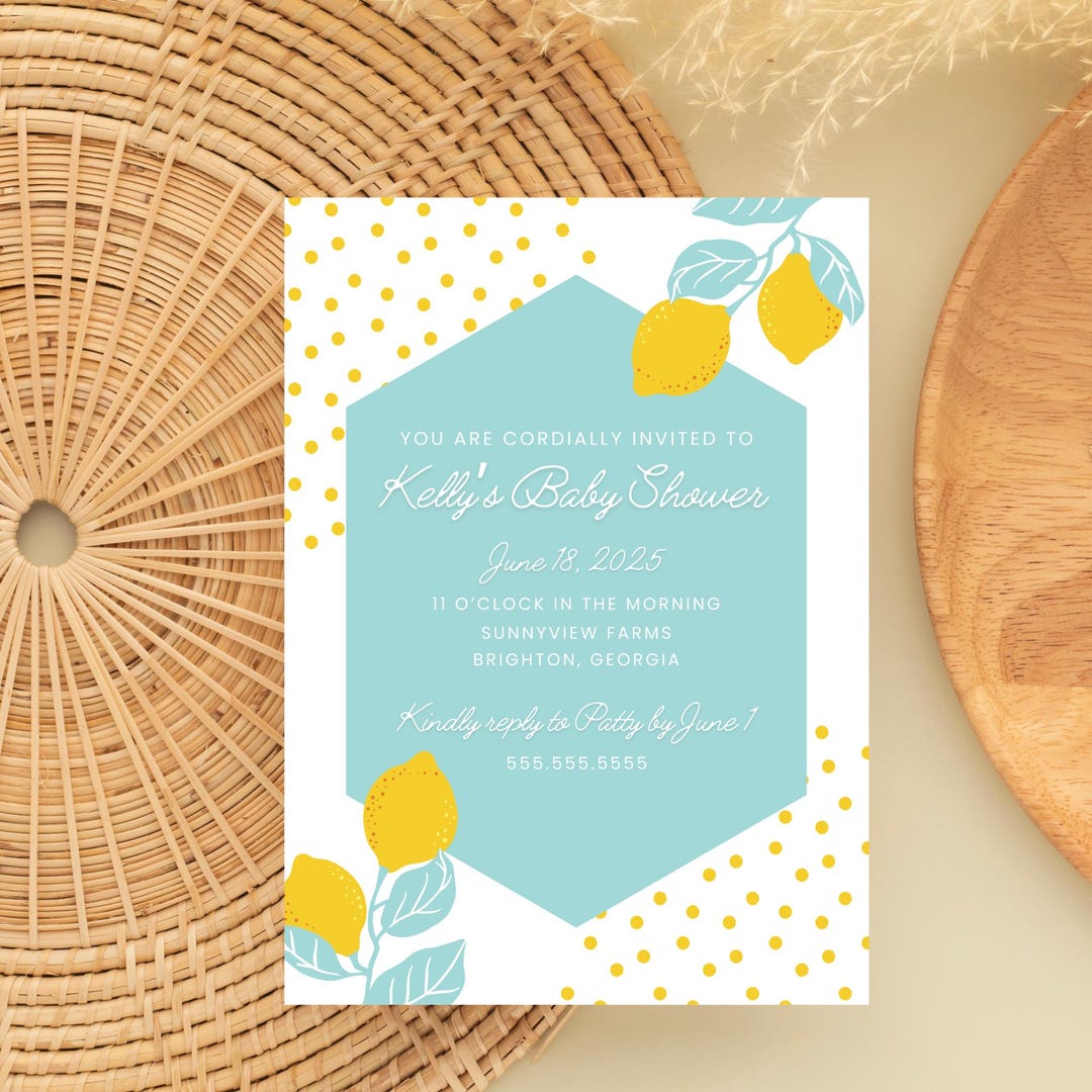 Baby Shower Invitation Lemon Theme Editable Template Canva Digital ...