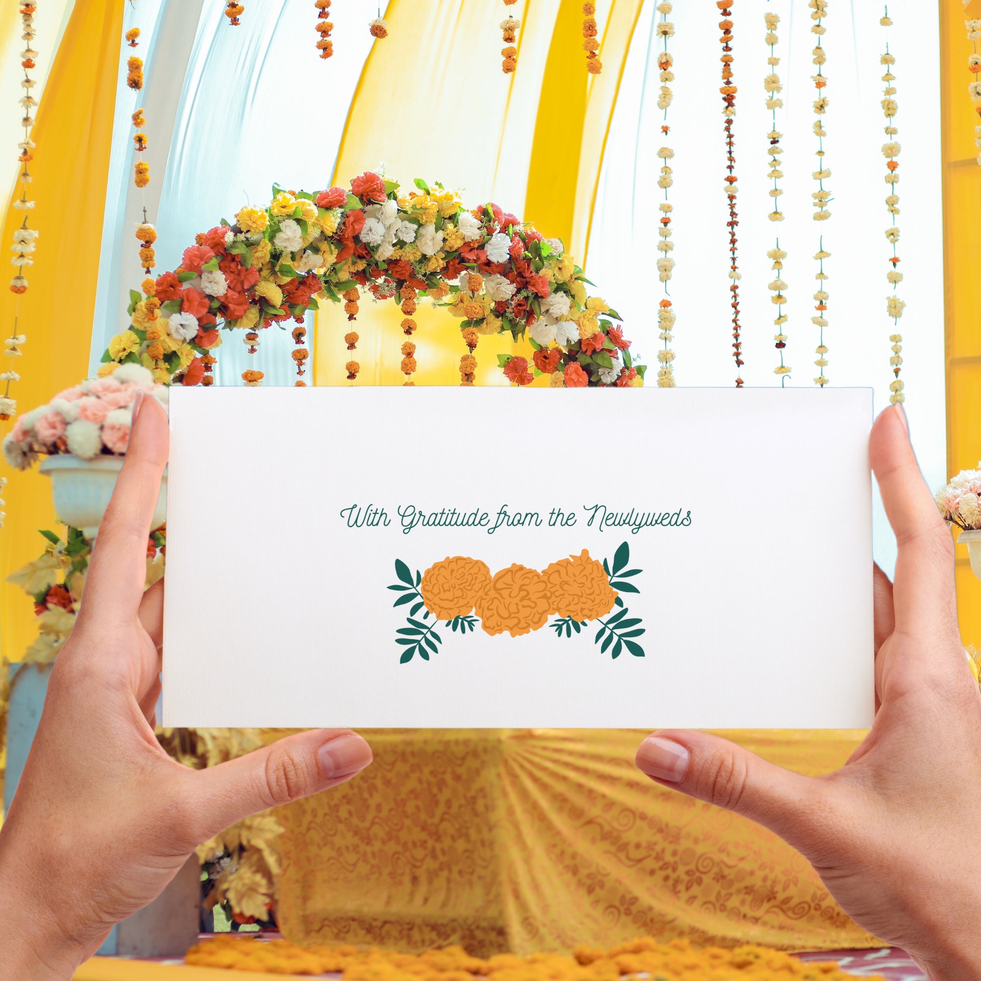 Indian Wedding Vendor Tipping Envelope Marigold Thank You Gift for ...
