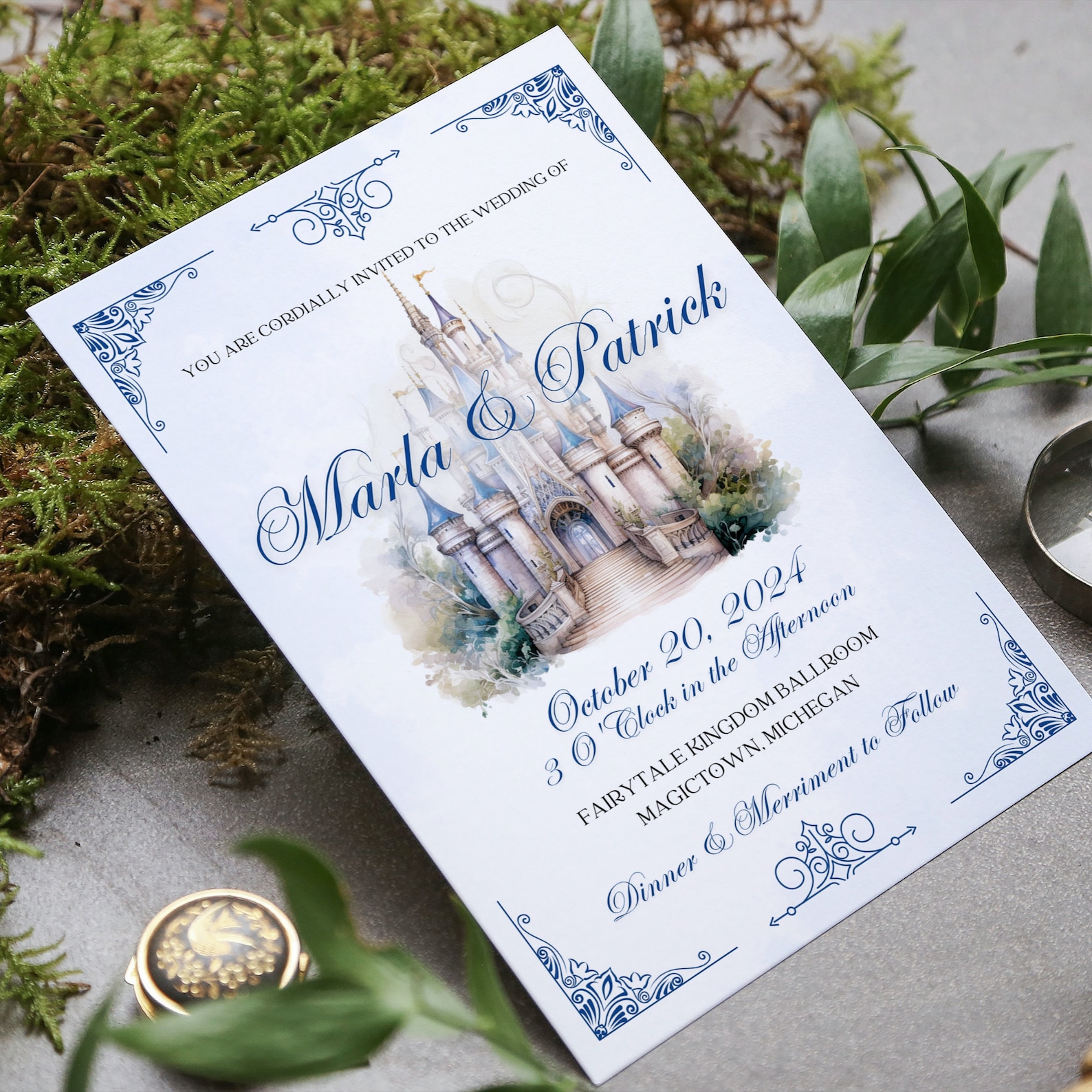 Cinderella Wedding Invitation Template: Fairytale Castle (canva ...
