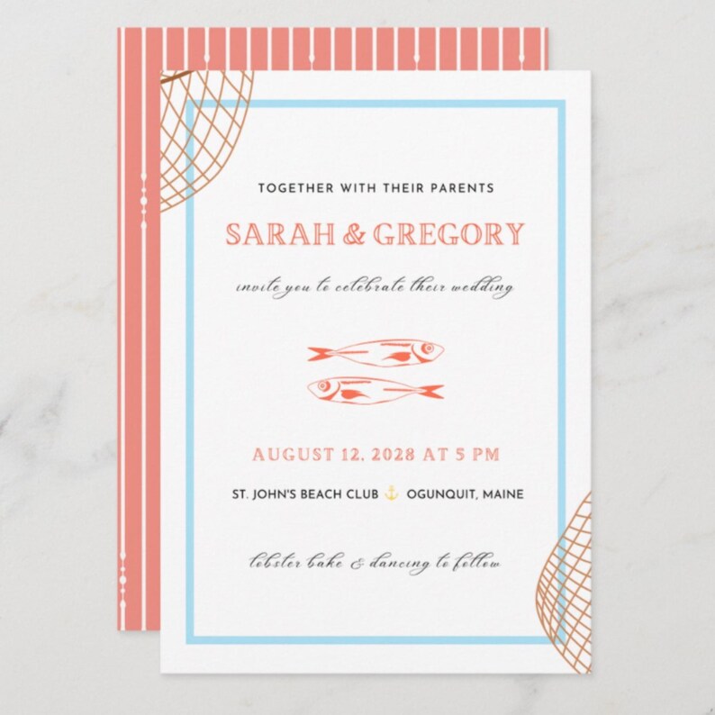 Coastal Wedding Invitation Suite: Maine Lobster Bake Printable ...