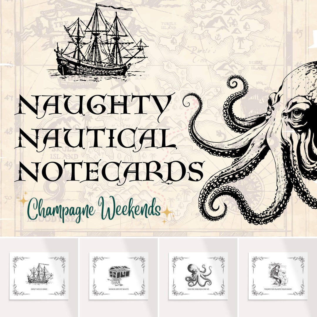 Pirate Nautical Notecard Set Pirate Birthday Gift Stationery Notes ...