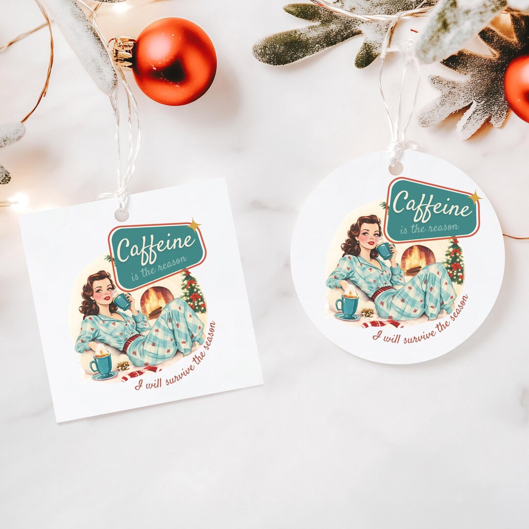 Christmas Coffee Gift PNG 1950's Retro Holiday Caffeine PNG Coffee Bag ...