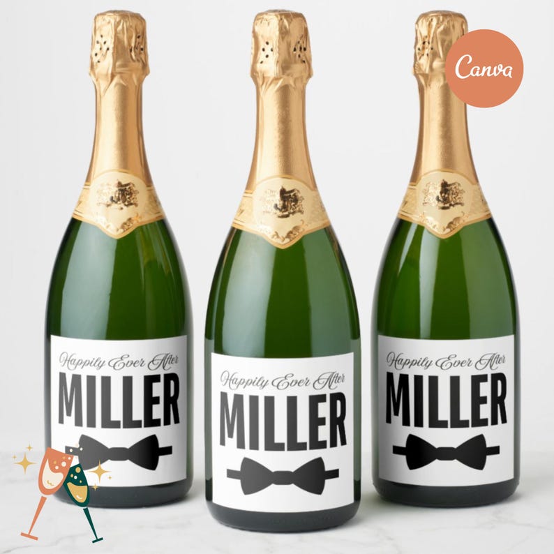 Champagne Wedding Favor Bottle Label Template Editable Mini Champagne ...