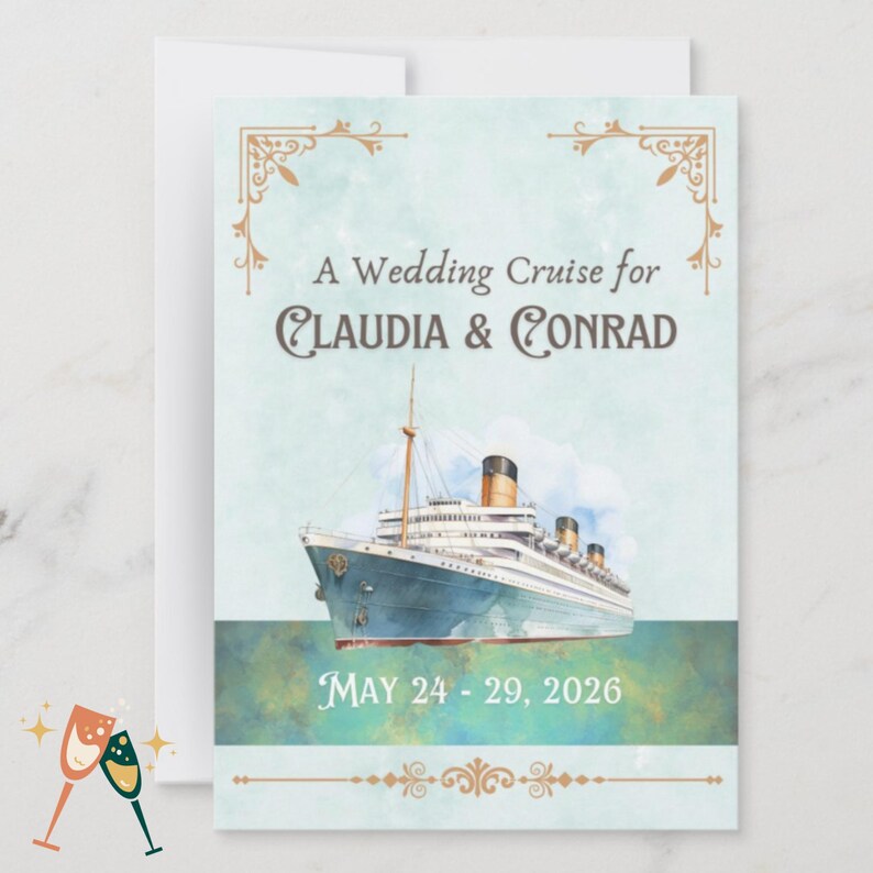 Cruise Invitation Template Wedding Cruise Ship Theme Invitation ...