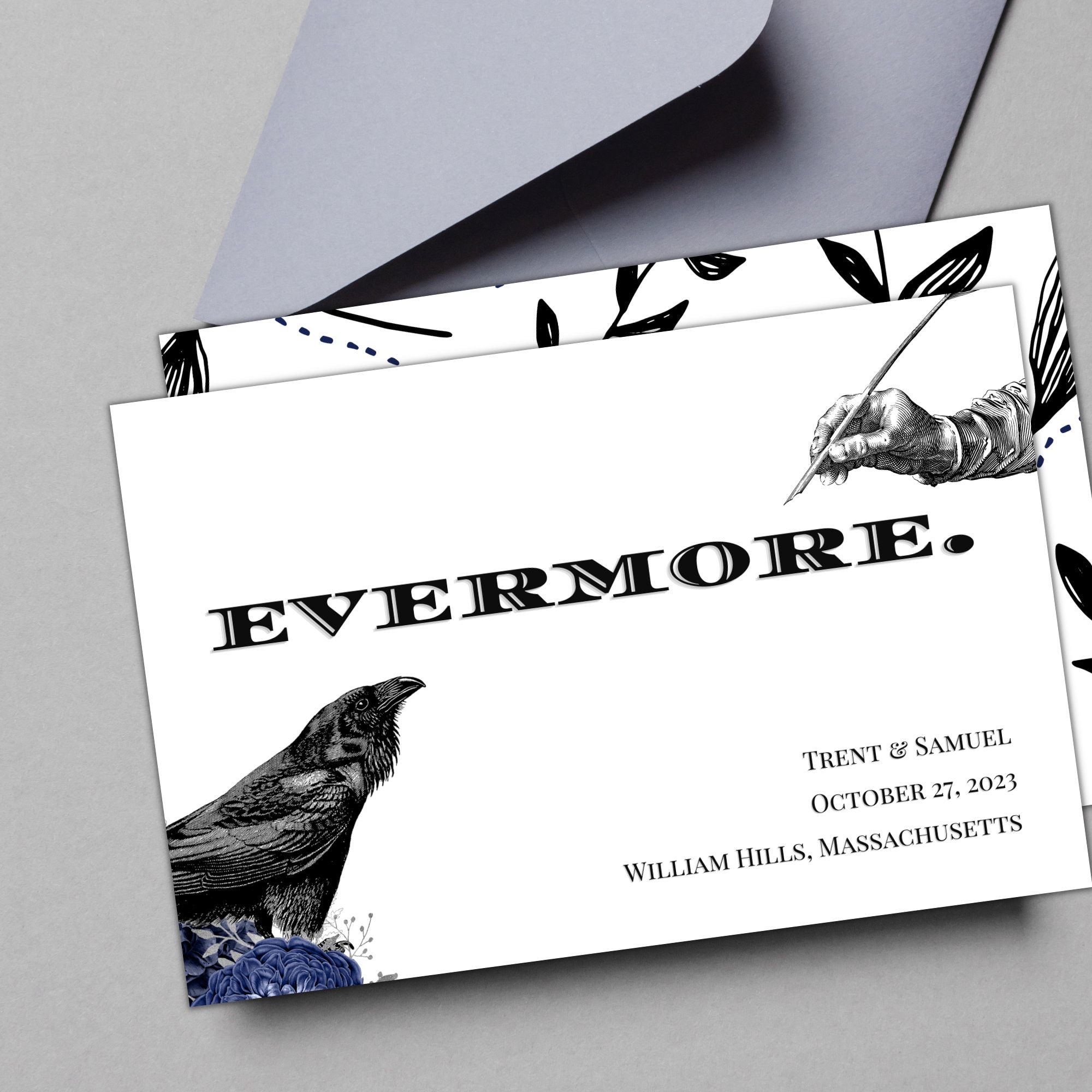 Wedding Invitation Gothic Templates Bundle Edgar Allan Poe Halloween ...