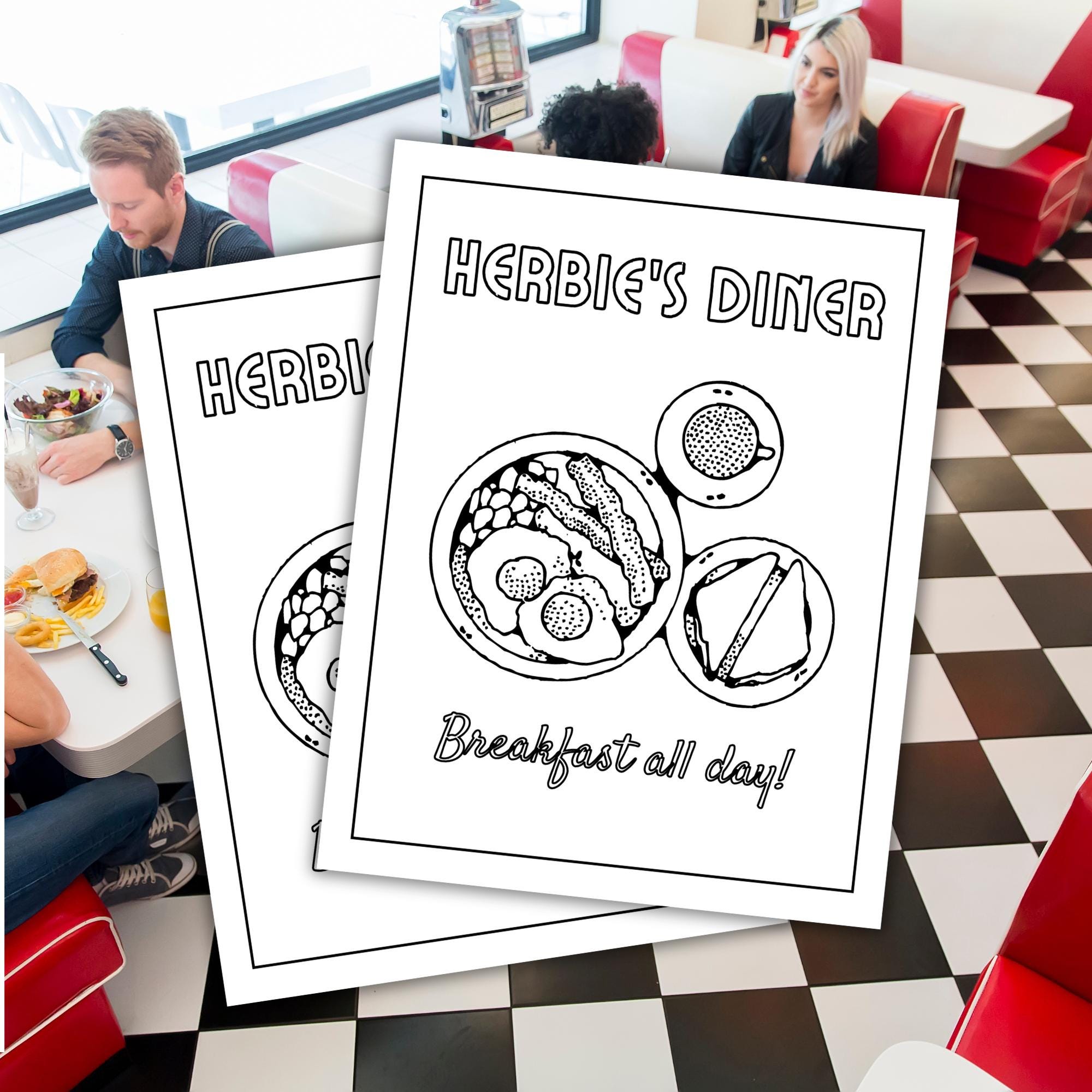 Kids Coloring Page Template for Diner Retro Diner Coloring Page for ...