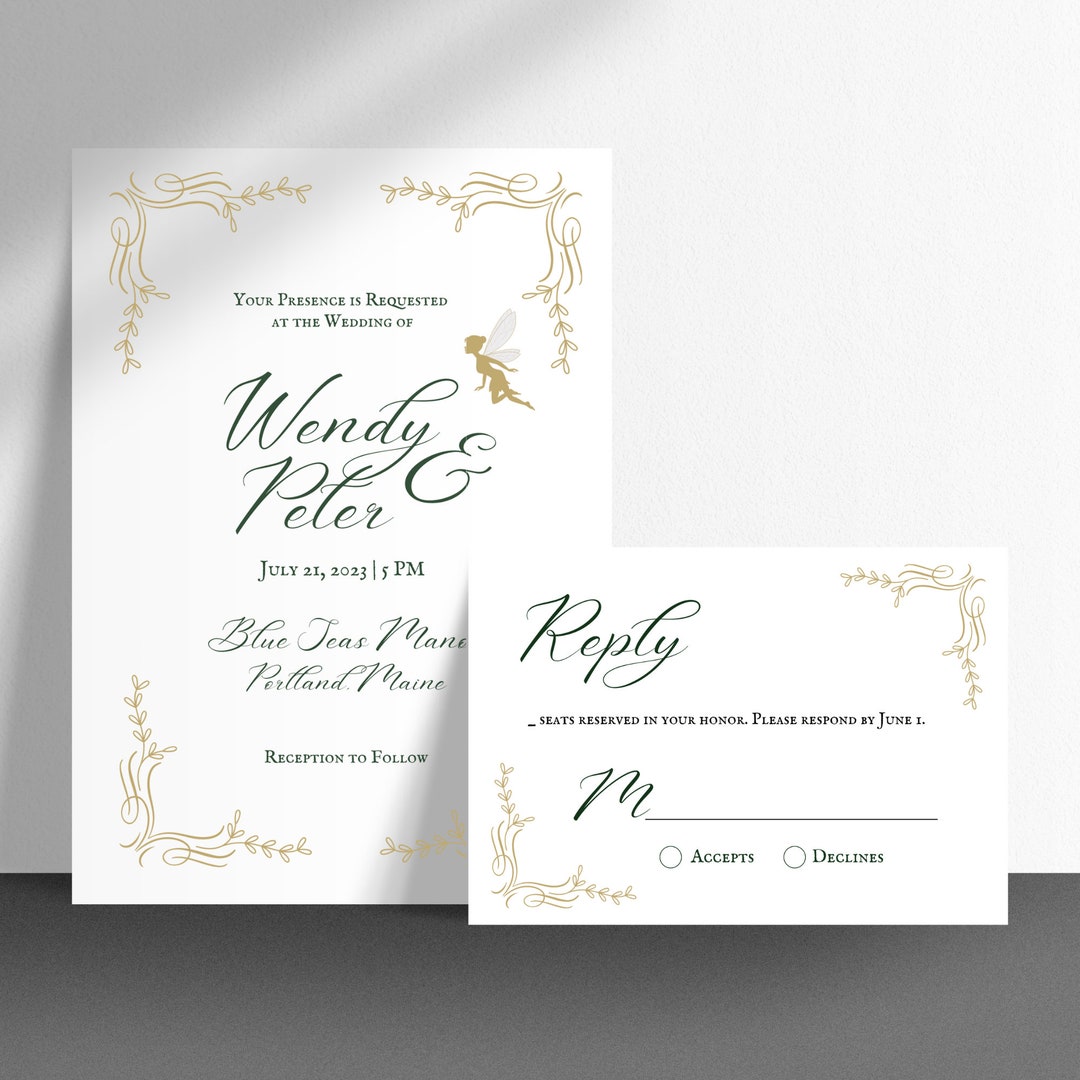 Peter Pan Invitation Neverland Wedding Theme Custom Peter Pan Wedding ...