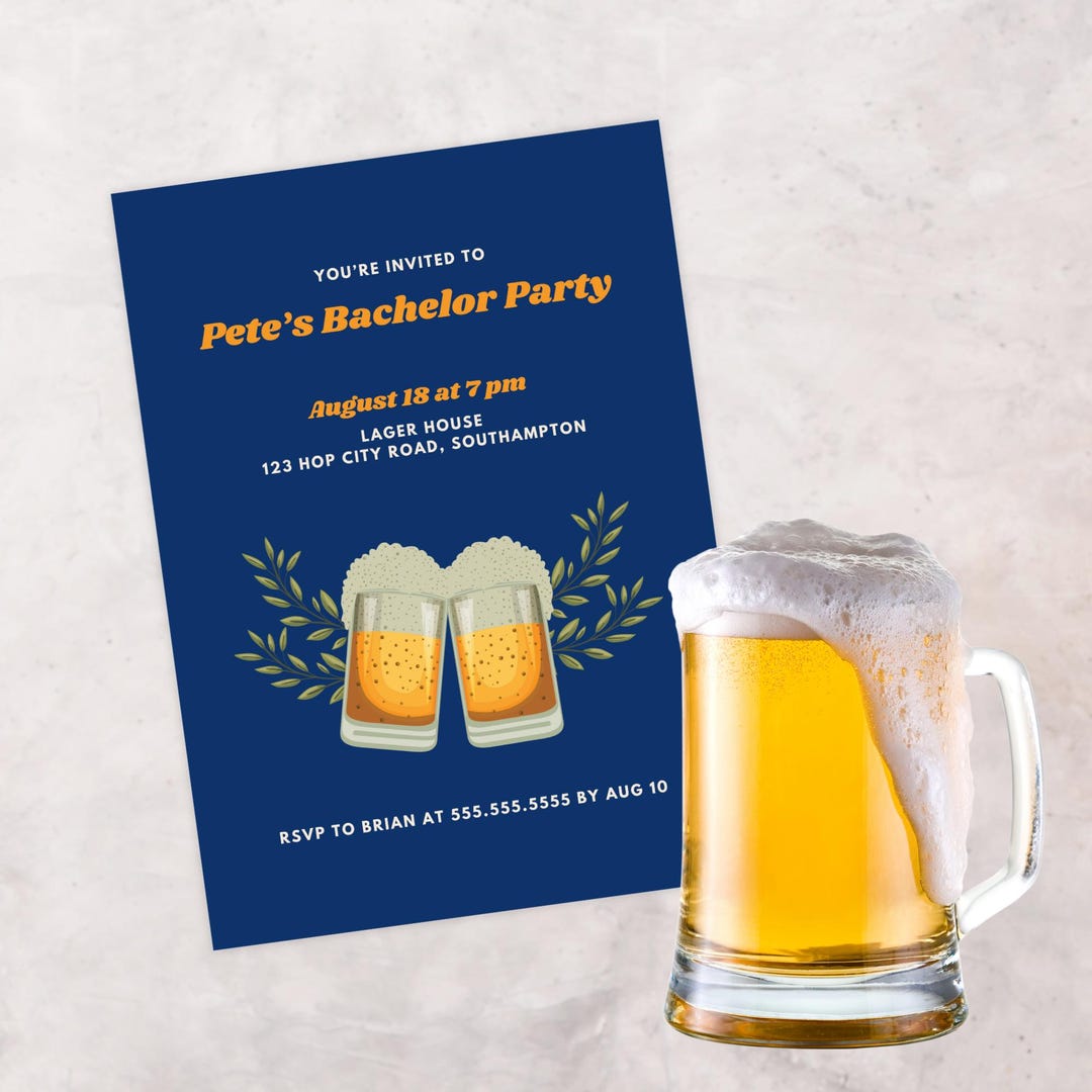 Bachelor Party Invitation Editable Canva Template Digital Invitation ...