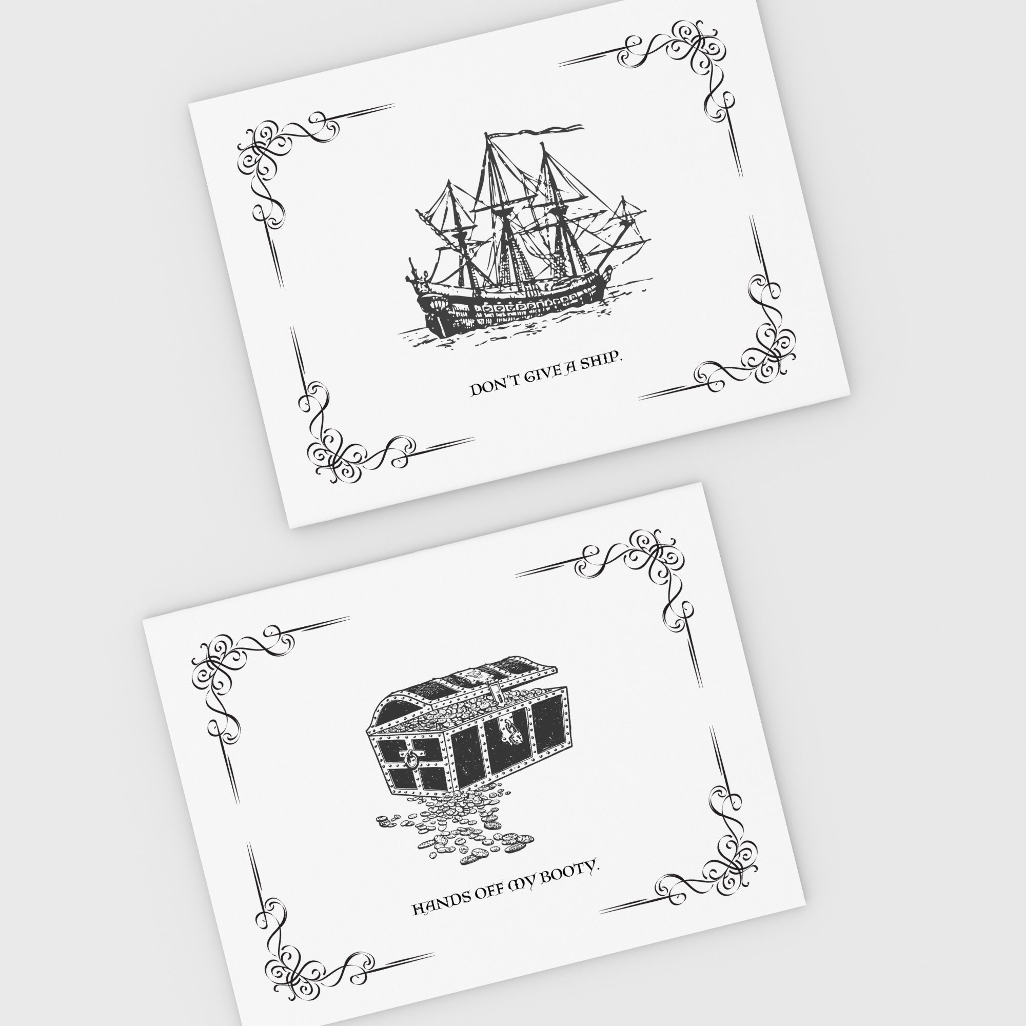Pirate Nautical Notecard Set Pirate Birthday Gift Stationery Notes ...