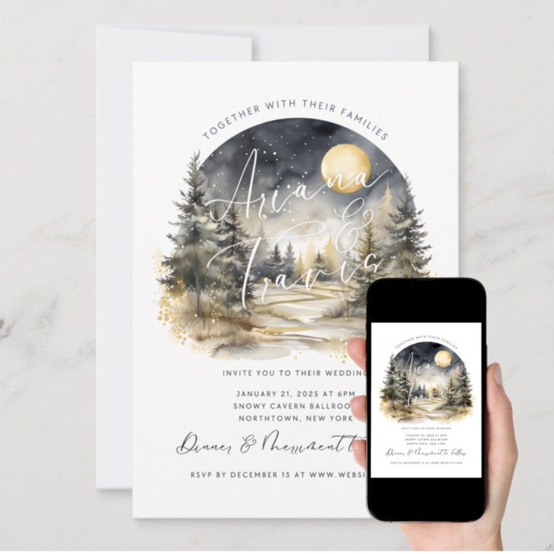 Winter Wedding Invitation Templates Bundle Editable Canva Templates ...