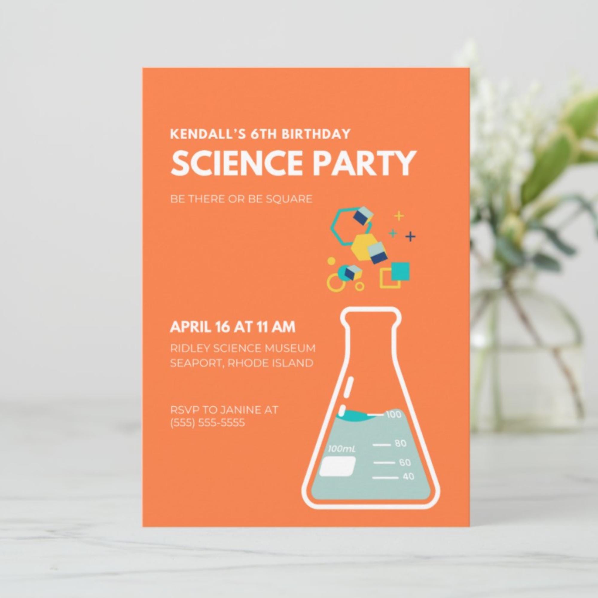Science Birthday Party Invitation: Colorful Chemistry Theme (editable ...
