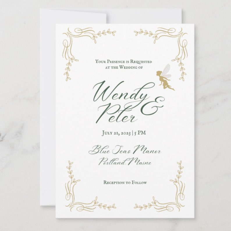 Peter Pan Wedding Templates, Neverland Theme (canva Editable, Digital ...