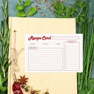 Retro Recipe Card Template: 4x6 Red Salt & Pepper Design (editable ...