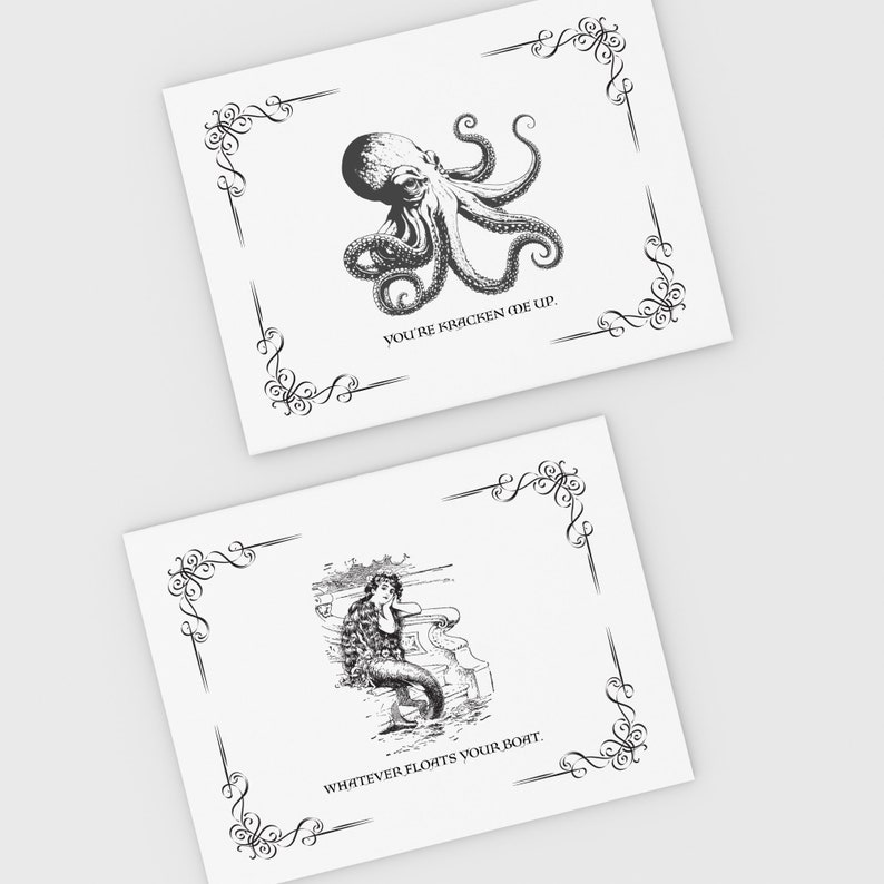 Pirate Nautical Notecard Set Pirate Birthday Gift Stationery Notes ...