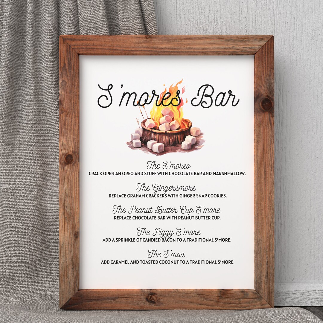 S'mores Station Sign Printable | Wedding S'mores Bar Menu Sign ...