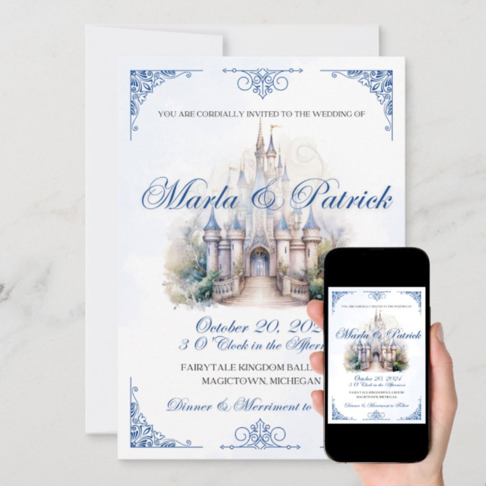 Cinderella Wedding Invitation Template: Fairytale Castle (canva ...