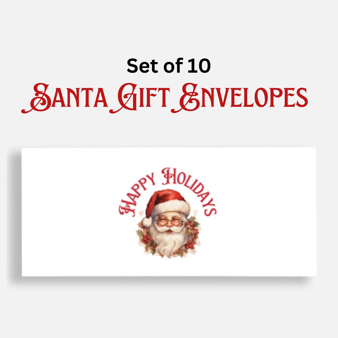 Santa Claus Tipping Envelopes Set of 10 Christmas Gift Tip Envelopes ...