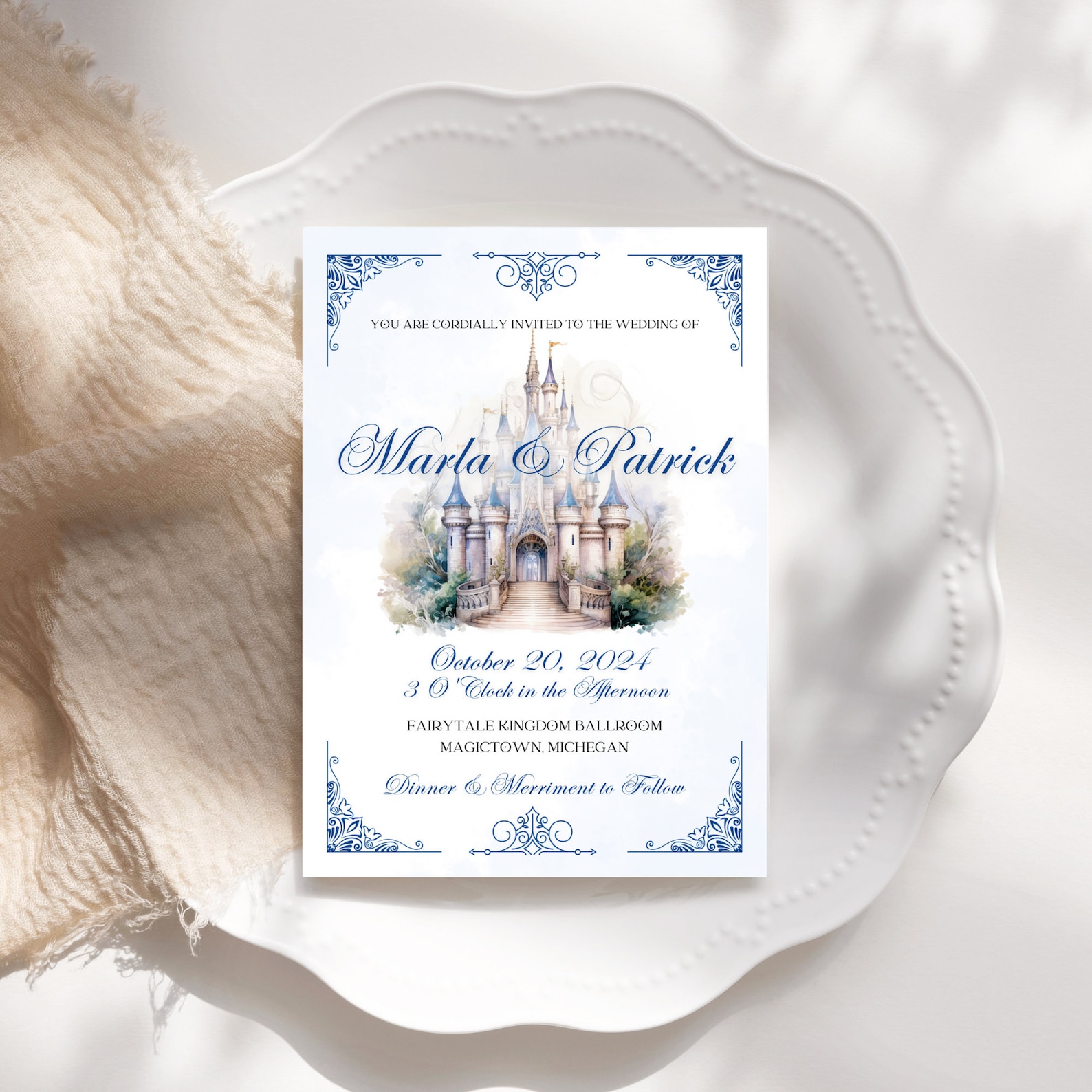 Cinderella Wedding Invitation Template: Fairytale Castle (canva ...