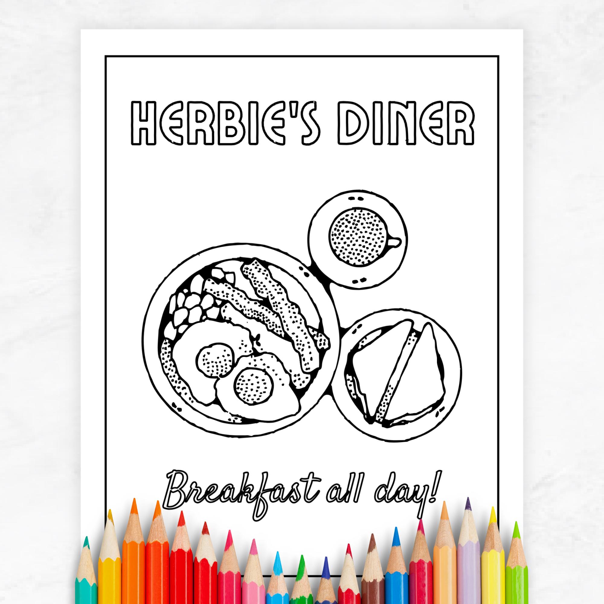 Kids Coloring Page Template for Diner Retro Diner Coloring Page for ...