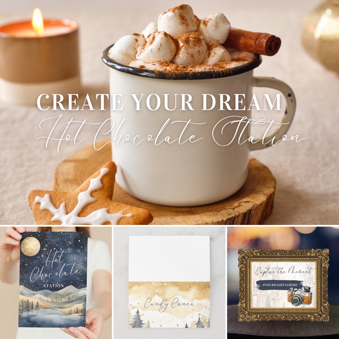 Hot Chocolate Station Canva Templates Editable Hot Cocoa Display Sign ...