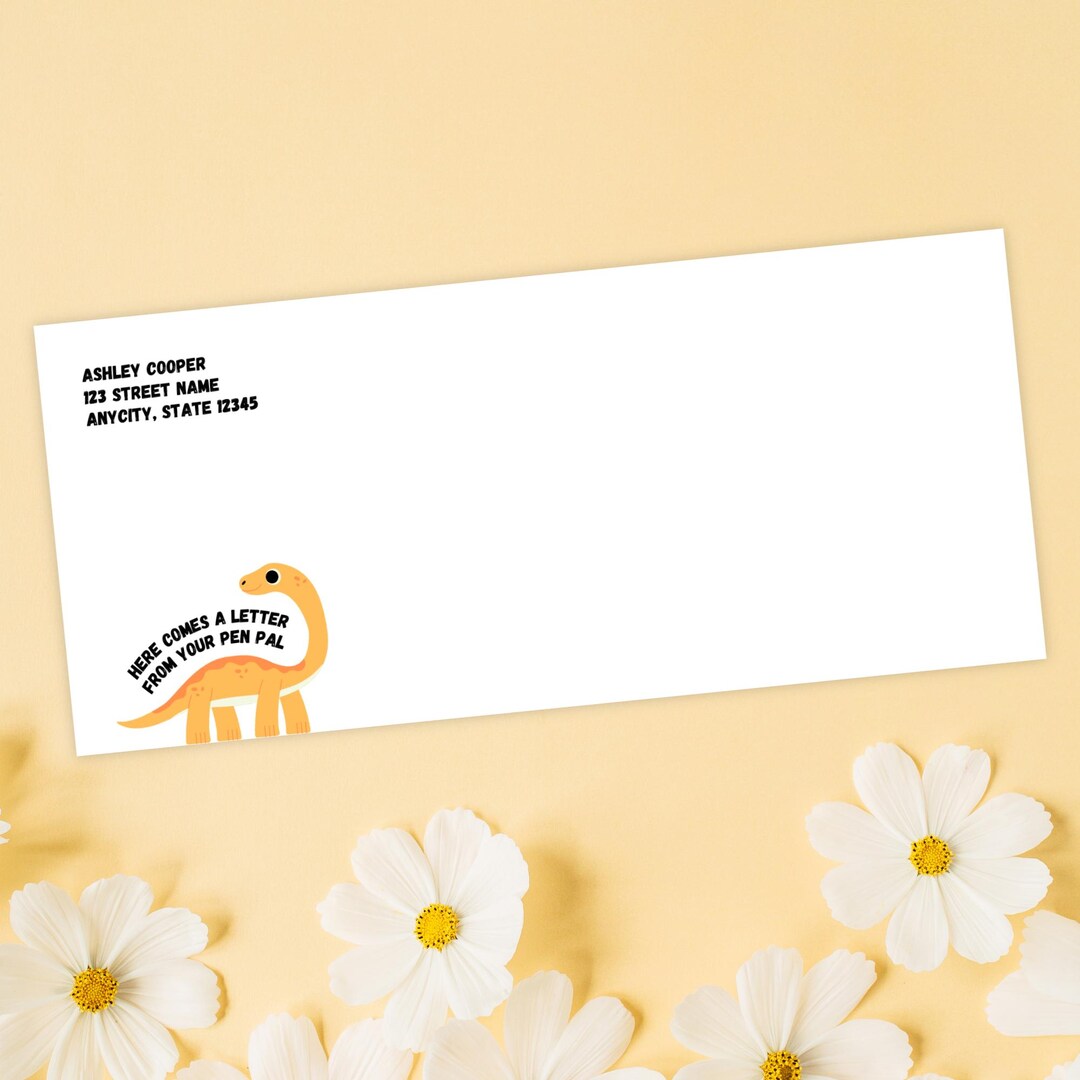 Pen Pal Envelopes Set of 10 Custom Return Address Printed Envelopes ...