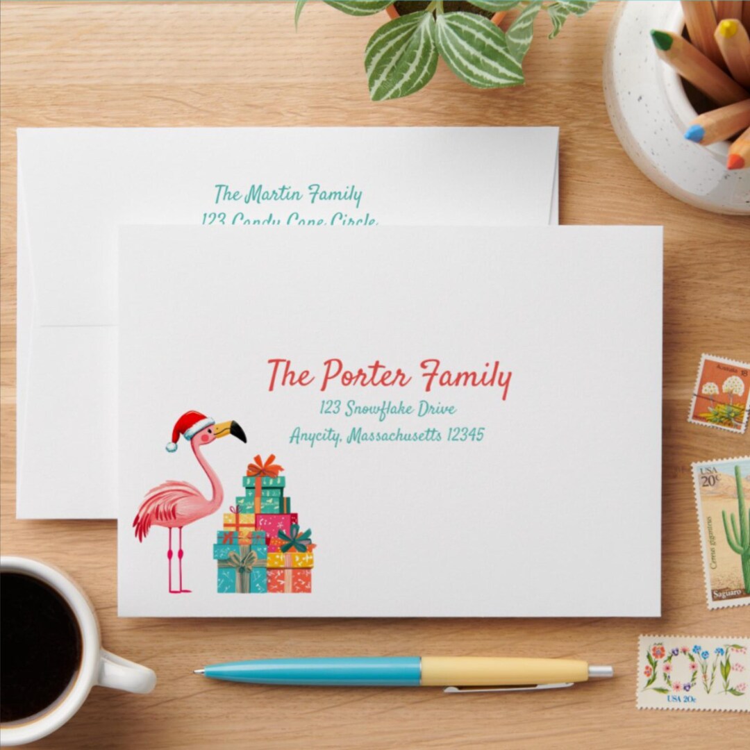 Envelope Template Editable Christmas Envelope Canva Template Retro ...