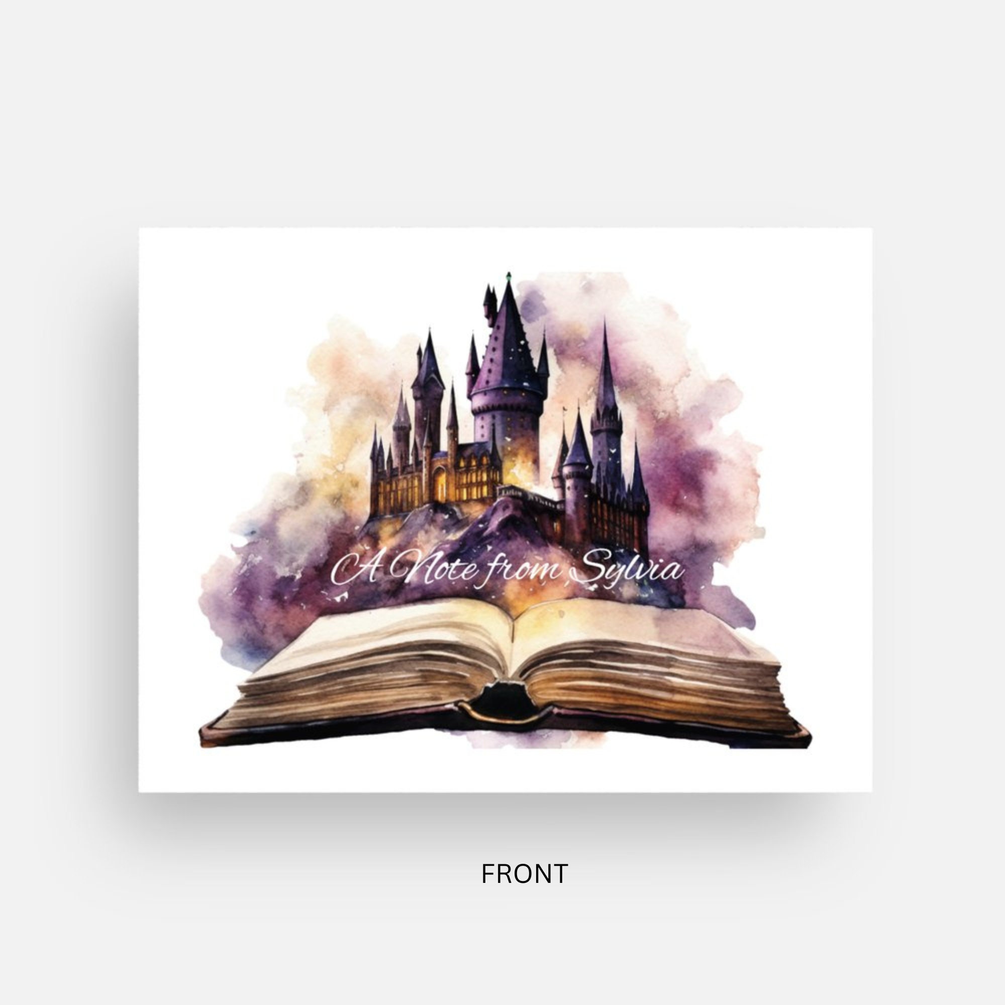Personalized Wizard Castle Notecards: Purple Watercolor Stationery Set ...