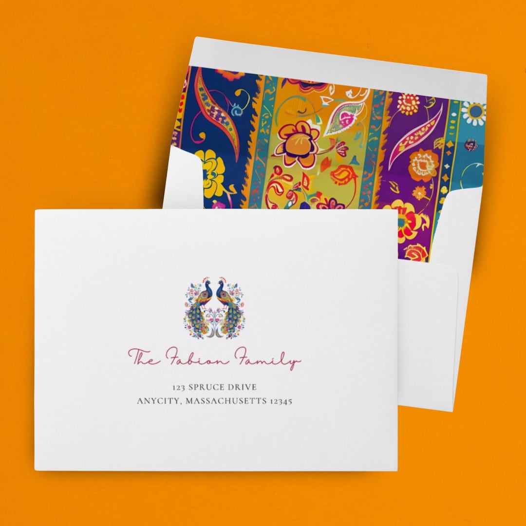 Indian Wedding Envelope Template With Liner: Editable Canva Design (PDF ...