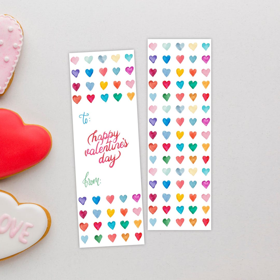 Valentine's Day Bookmark Set of 25 Rainbow Hearts Bookmarks for Kids ...