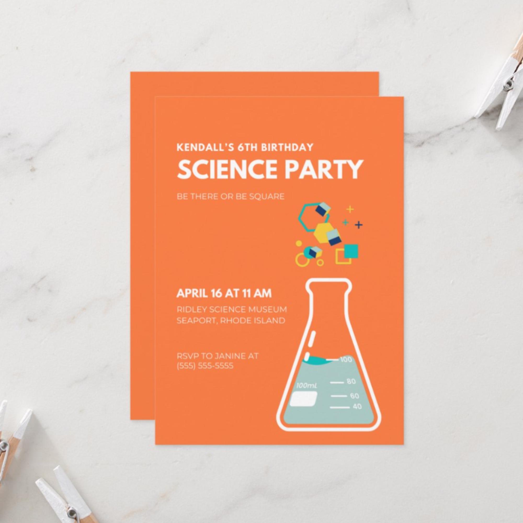 Science Birthday Party Invitation: Colorful Chemistry Theme (editable ...