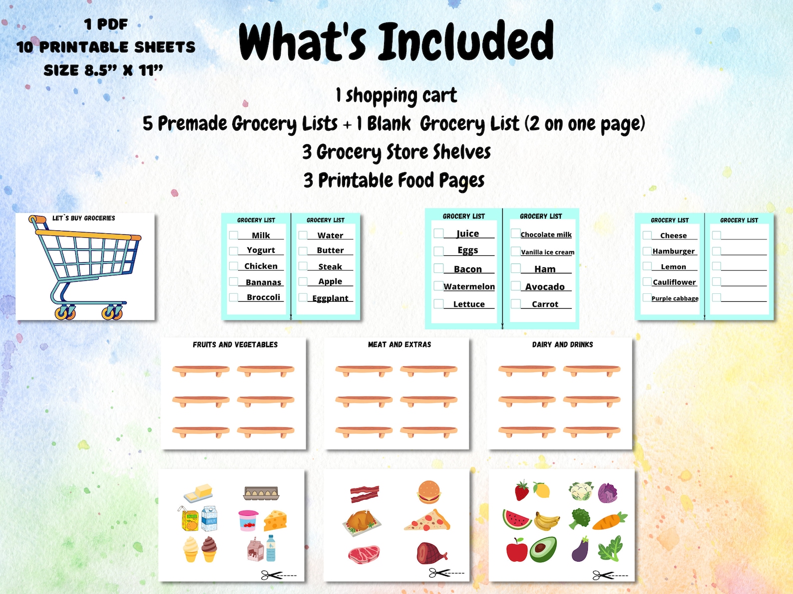 Grocery Food Group Preschool Activity Worksheet | Food Education ...