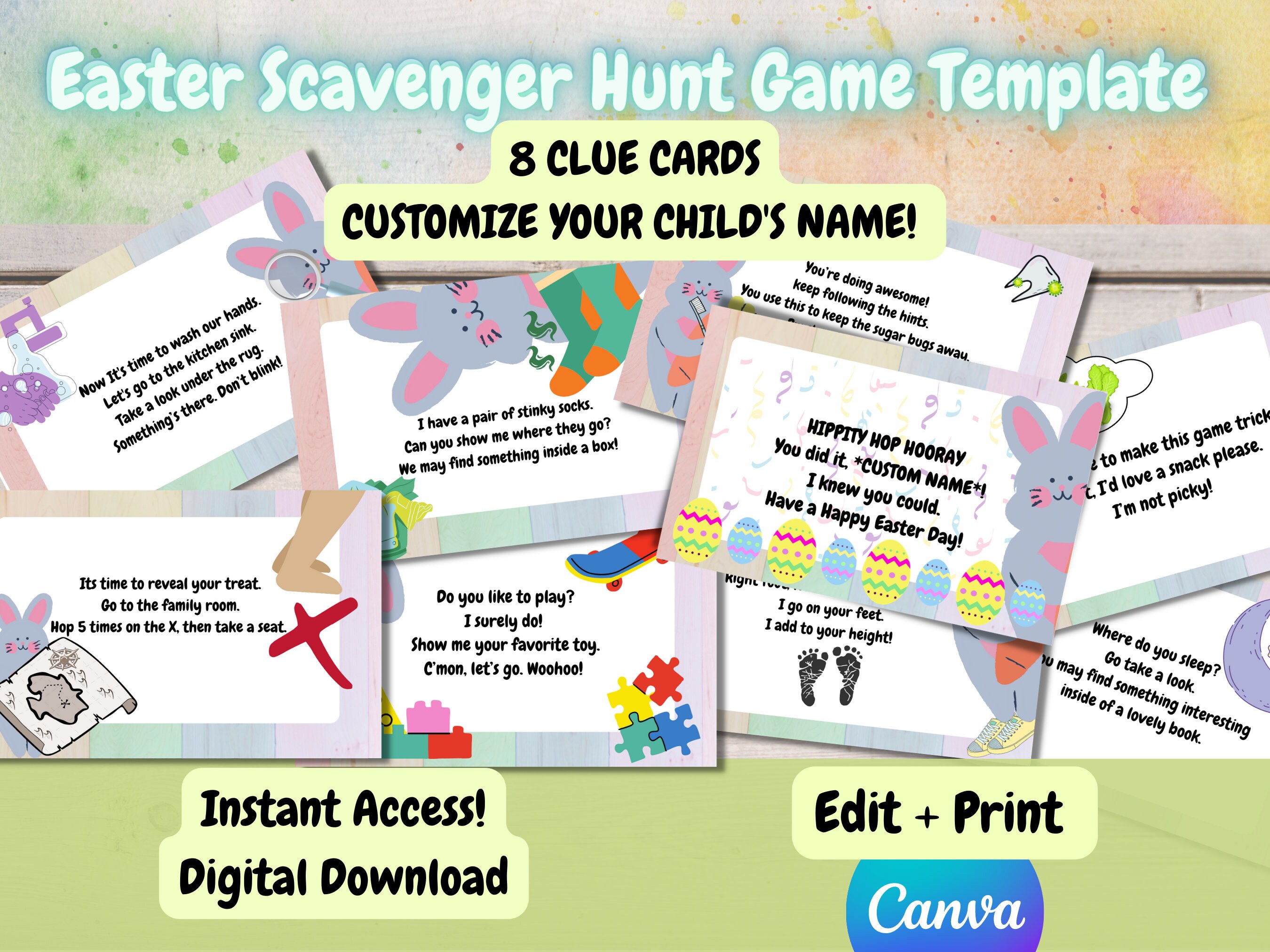 Easter Scavenger Hunt Template, Editable Printable Easter Game, Kids ...