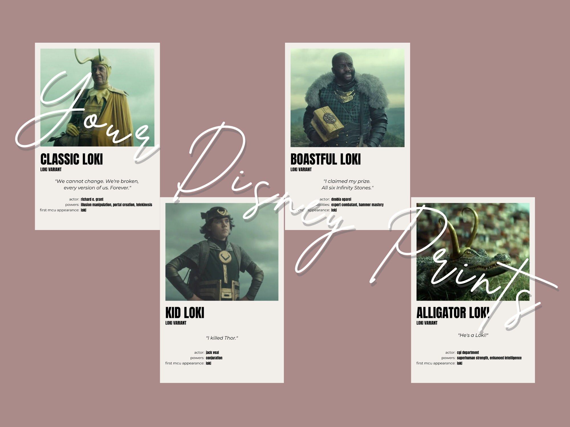 Loki Season 1 Character MCU Mini Posters 4x6 - Etsy