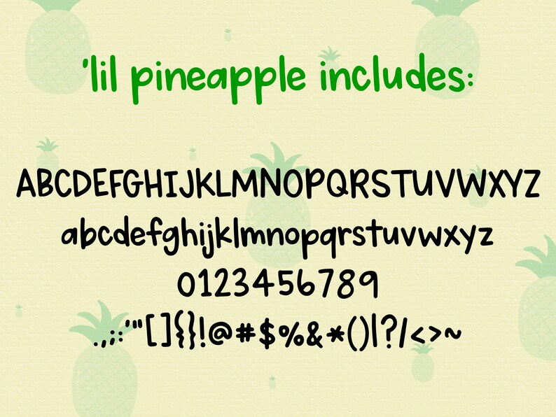 Lil Pineapple Handwritten Font - Etsy
