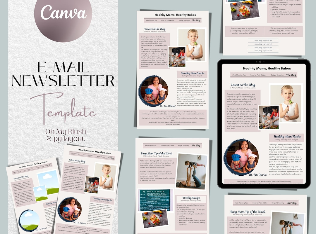 Pink E-mail Newsletter Templates for Canva Customizable - Etsy