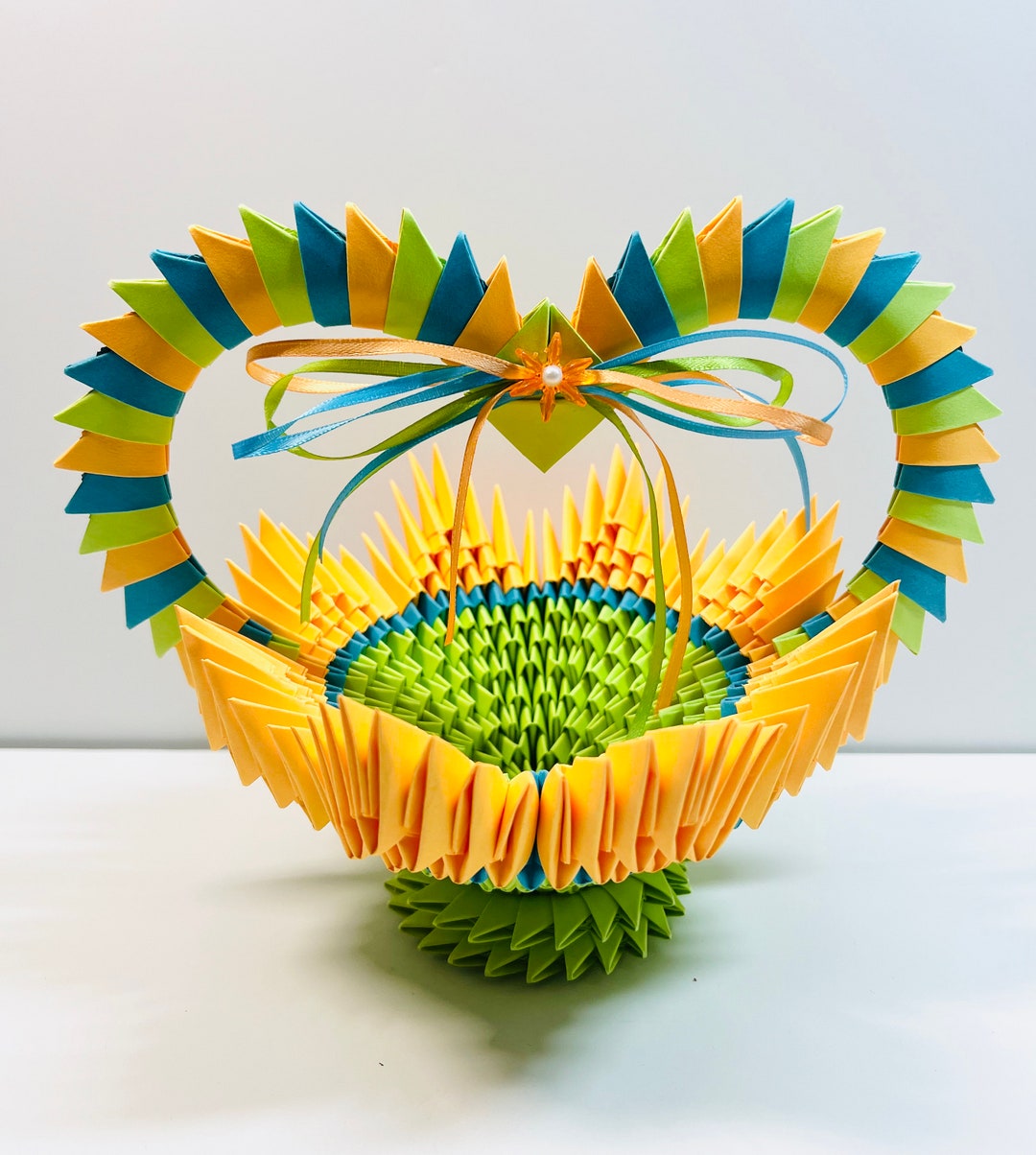 3D Origami Heart Basket - Etsy