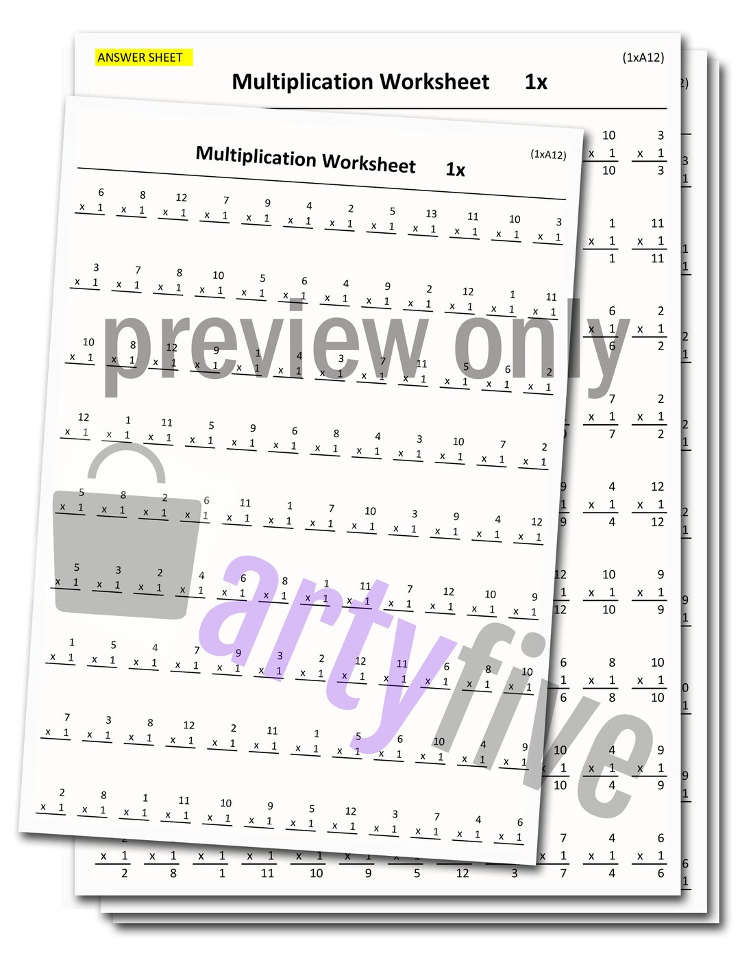 Multiplication Worksheets From 1x 9x 9 Pages With Answers. - Etsy