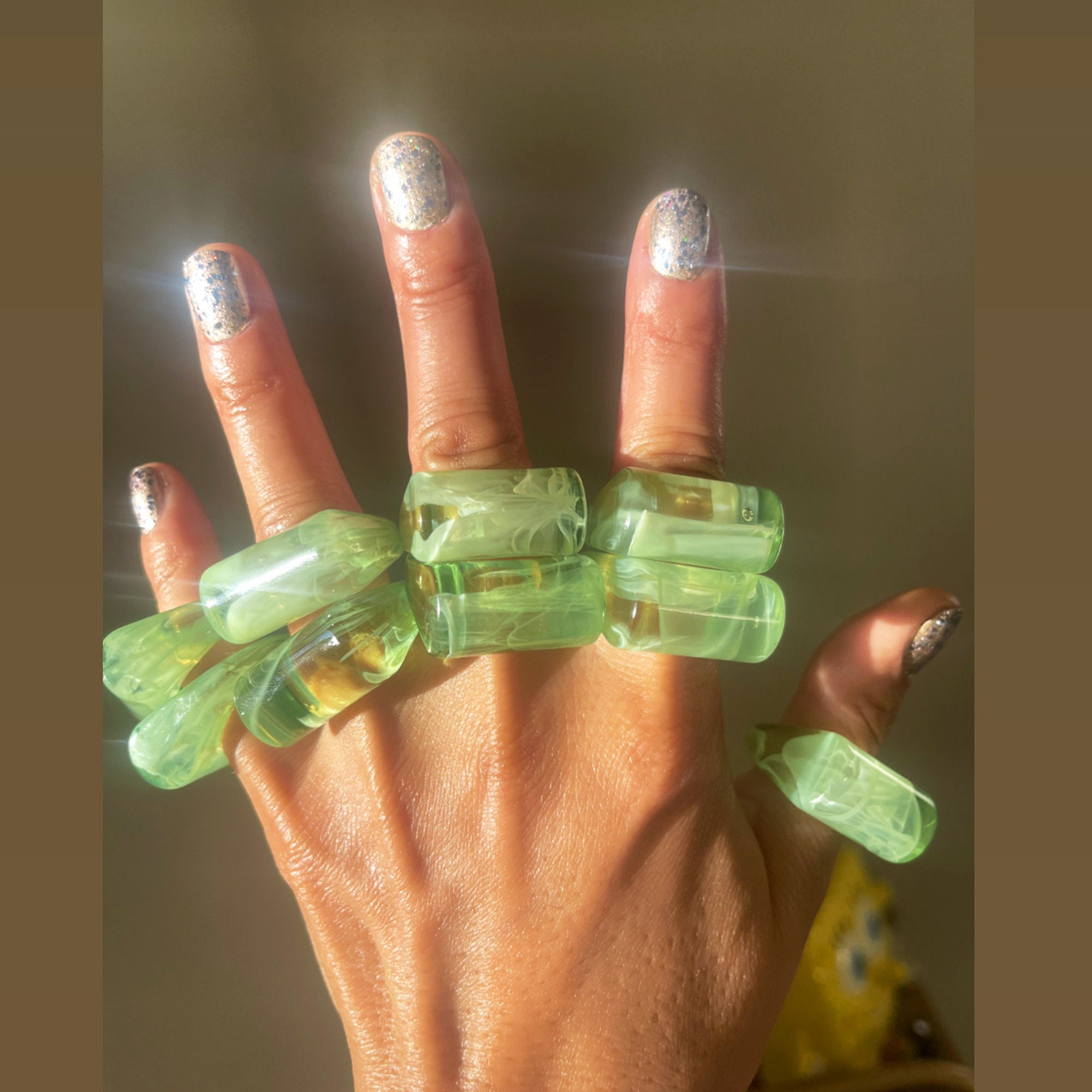 Acrylic Ring Chunky Ring Funky Acrylic Ring Retro Design | Etsy