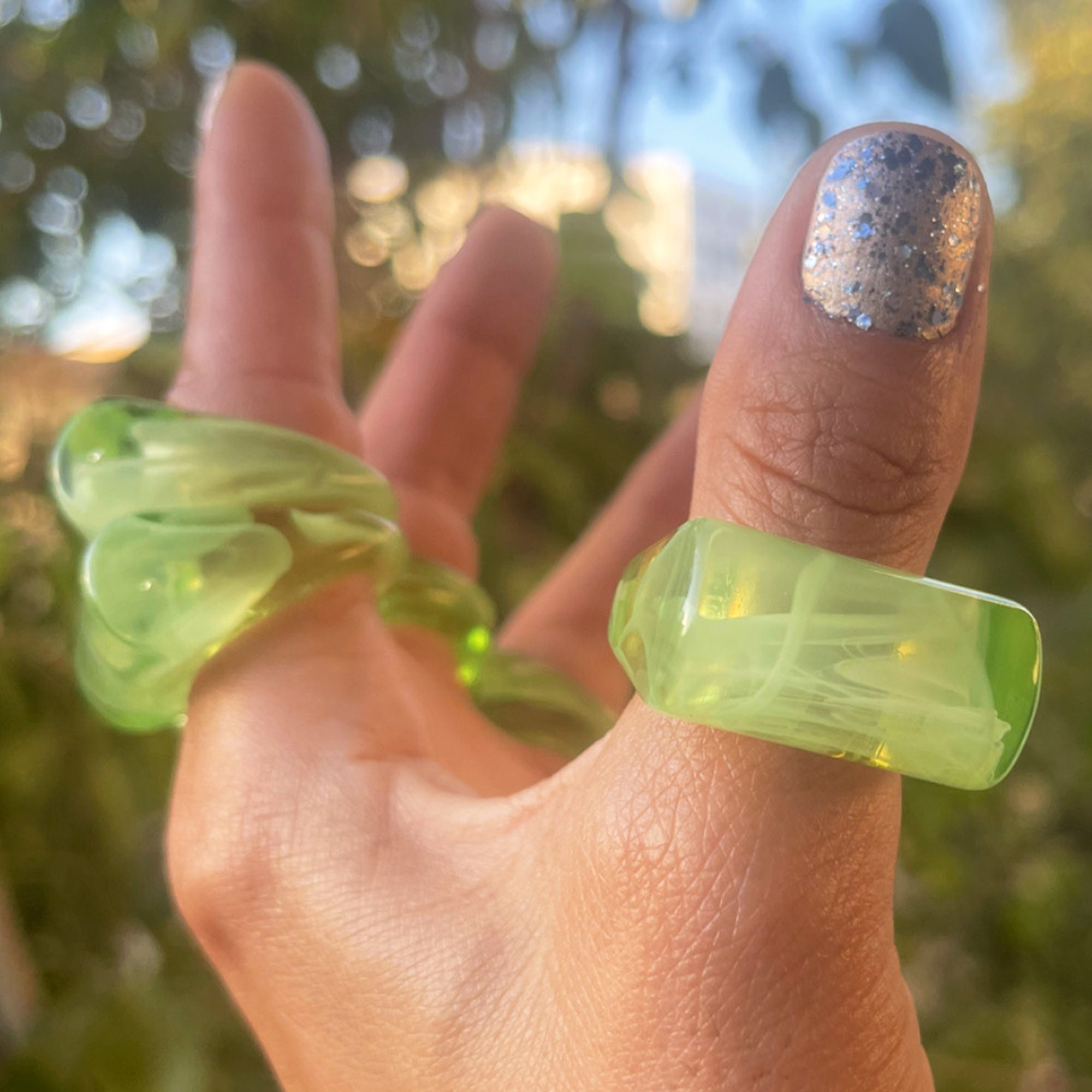 Acrylic Ring Chunky Ring Funky Acrylic Ring Retro Design - Etsy