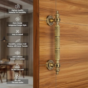 Brass Antique Door Handle: Head Design - Etsy