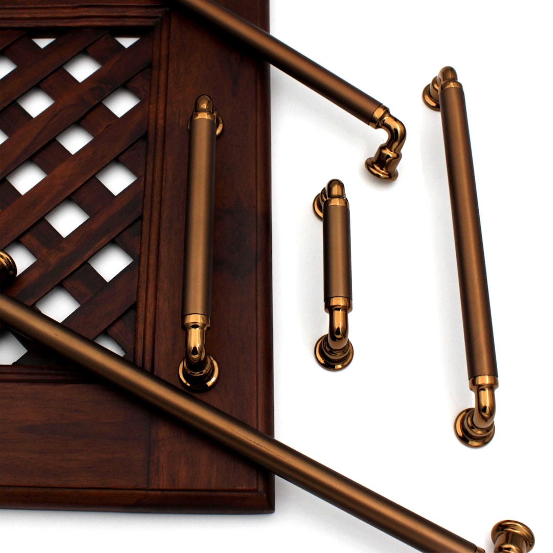 Modern Dual Copper Handles Pulls Cabinet Drawer Dresser Furniture ...