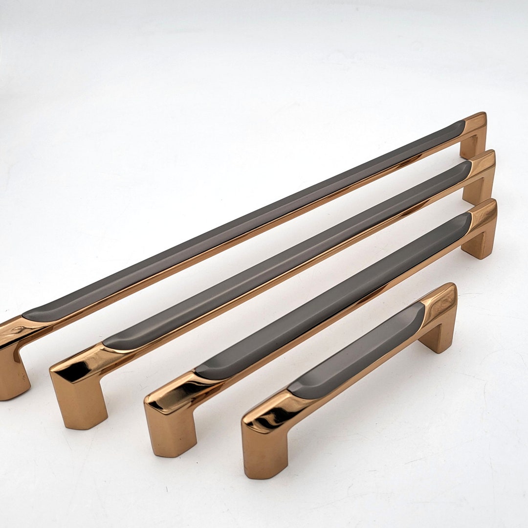 Modern Grey & Gold Cabinet Handle - Furniture Drawer Pull - Etsy