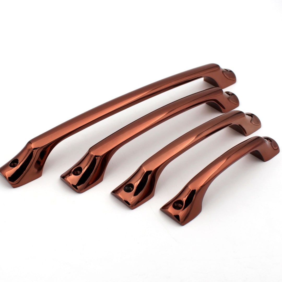 Copper Rose Gold Cabinet Pulls: Modern Drawer Handles (outer Screw) - Etsy