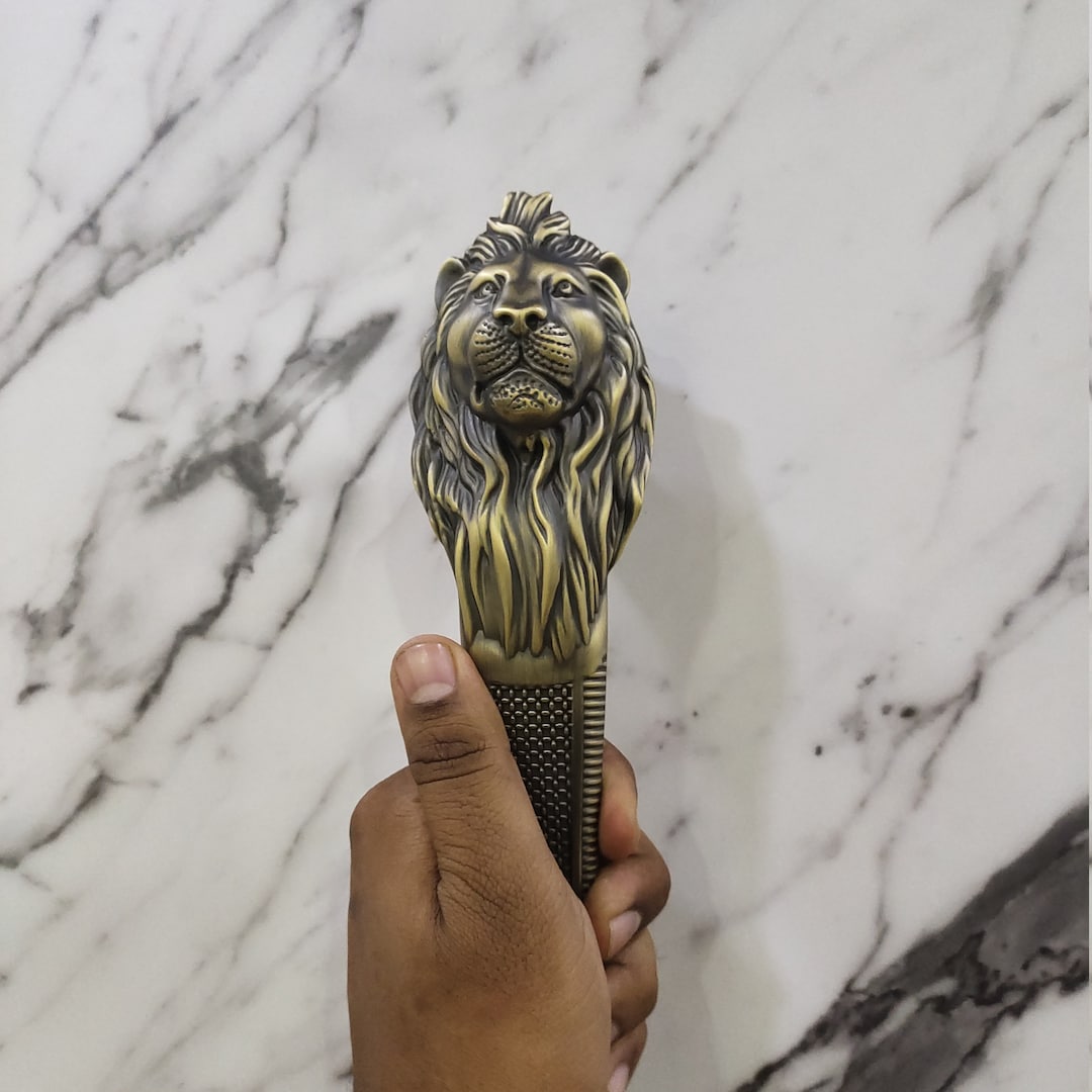 Lion Antique Door Handle 14.9" , Door Pull Entry Door Handle Lion Head ...
