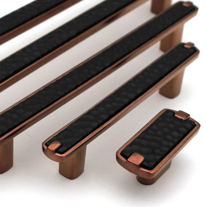 Modern Hammered Black Copper Cabinet Handle: Drawer, Dresser, and ...