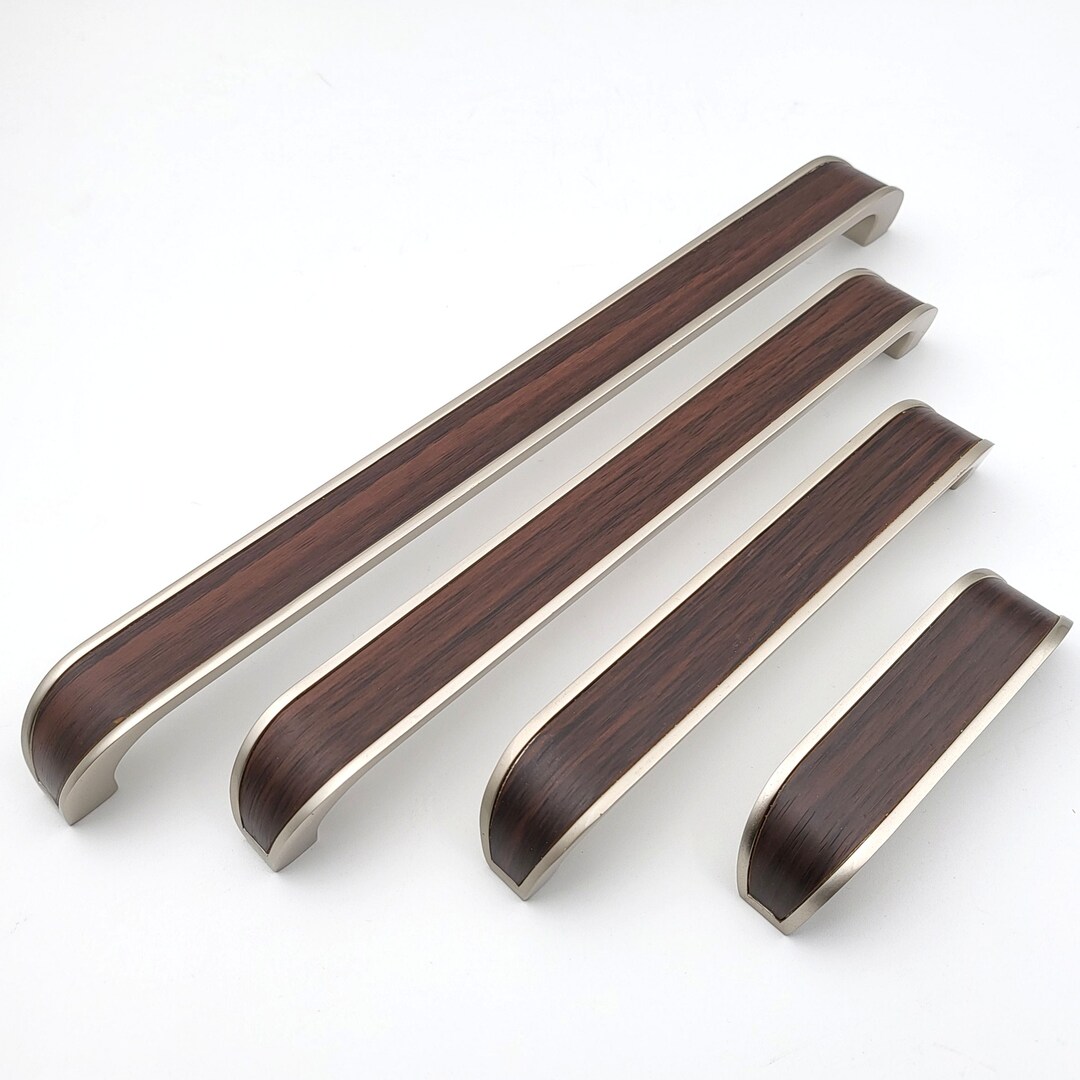 Modern Wooden Look Cabinet Pull Handles: Solid Bar Design - Etsy