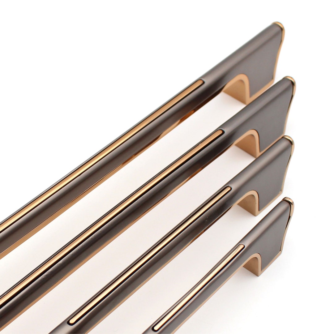 Modern Grey & Gold Cabinet Handle: Slim Drawer Pull - Etsy