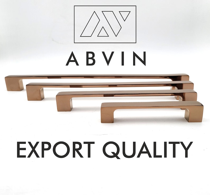Modern PVD Copper Handles Pulls Cabinet Drawer Dresser Furniture Knob ...